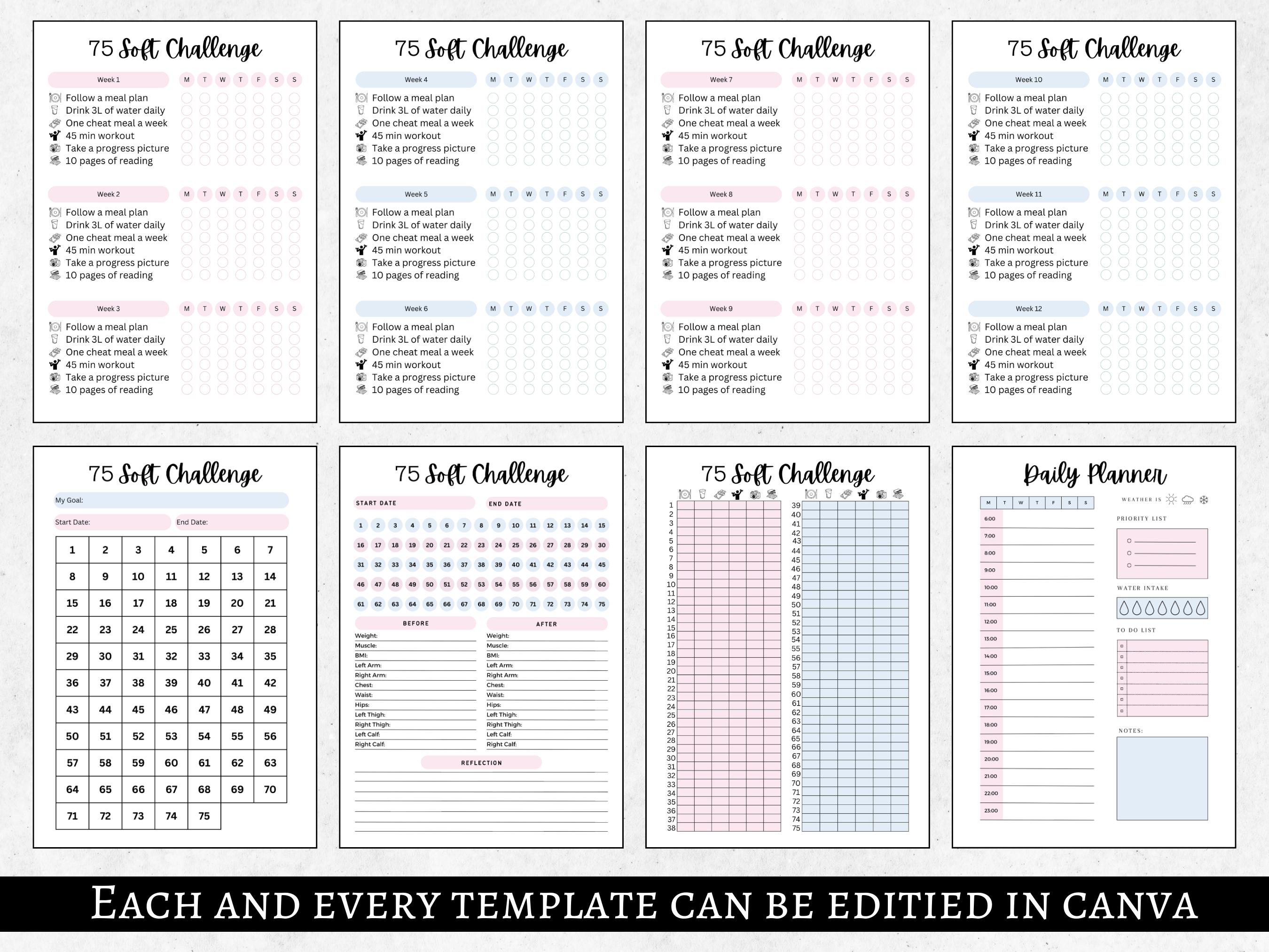 Printable 75 SOFT Challenge, 75 Soft Printable, 75soft, Easier 75, 75 ...