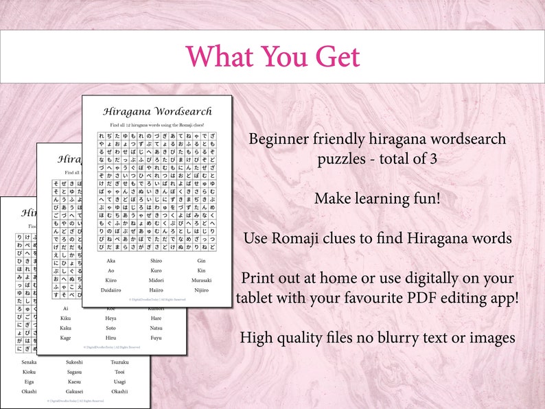 Learn Japanese Hiragana Printable Worksheets, Japanese Hiragana Puzzles ...