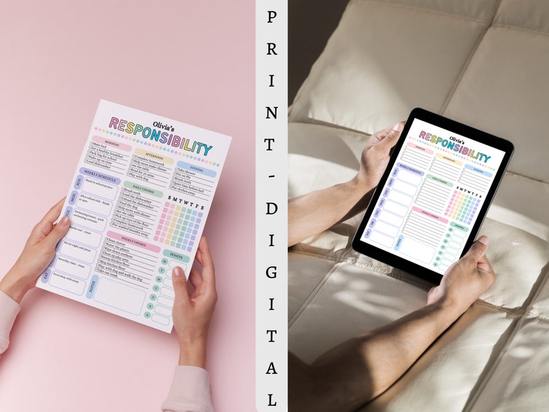 Editable Responsibility Chore Chart for Kids Printable Kids Daily ...