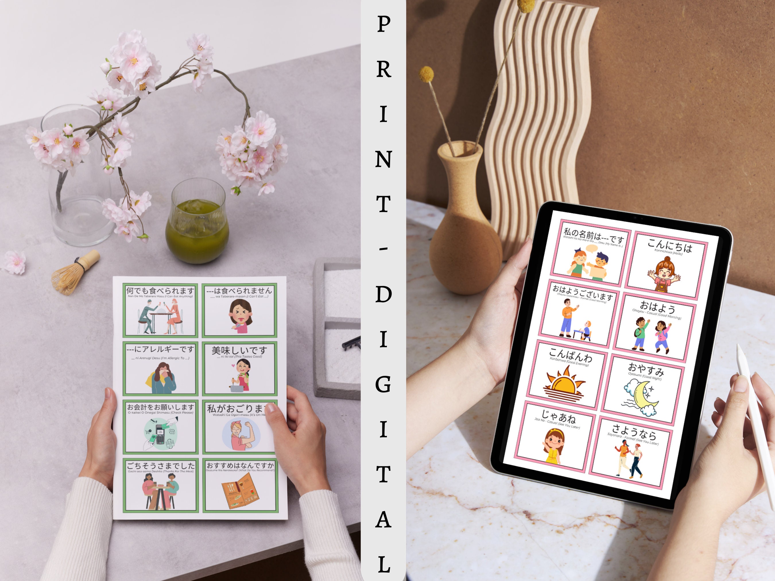 Japanese Flashcards for Beginners, Japanese Visual Flashcards, Beginner ...