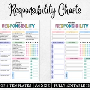 Editable Responsibility Chore Chart for Kids | Printable | Kids Daily ...