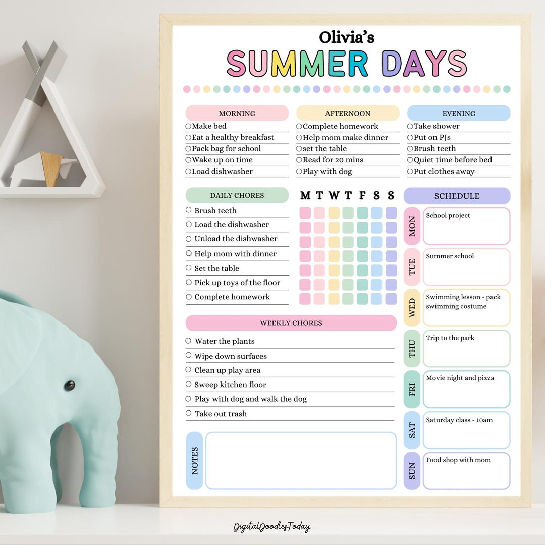 Summer Planner Kids Summer Printable Summer School Planner Summer Kids ...