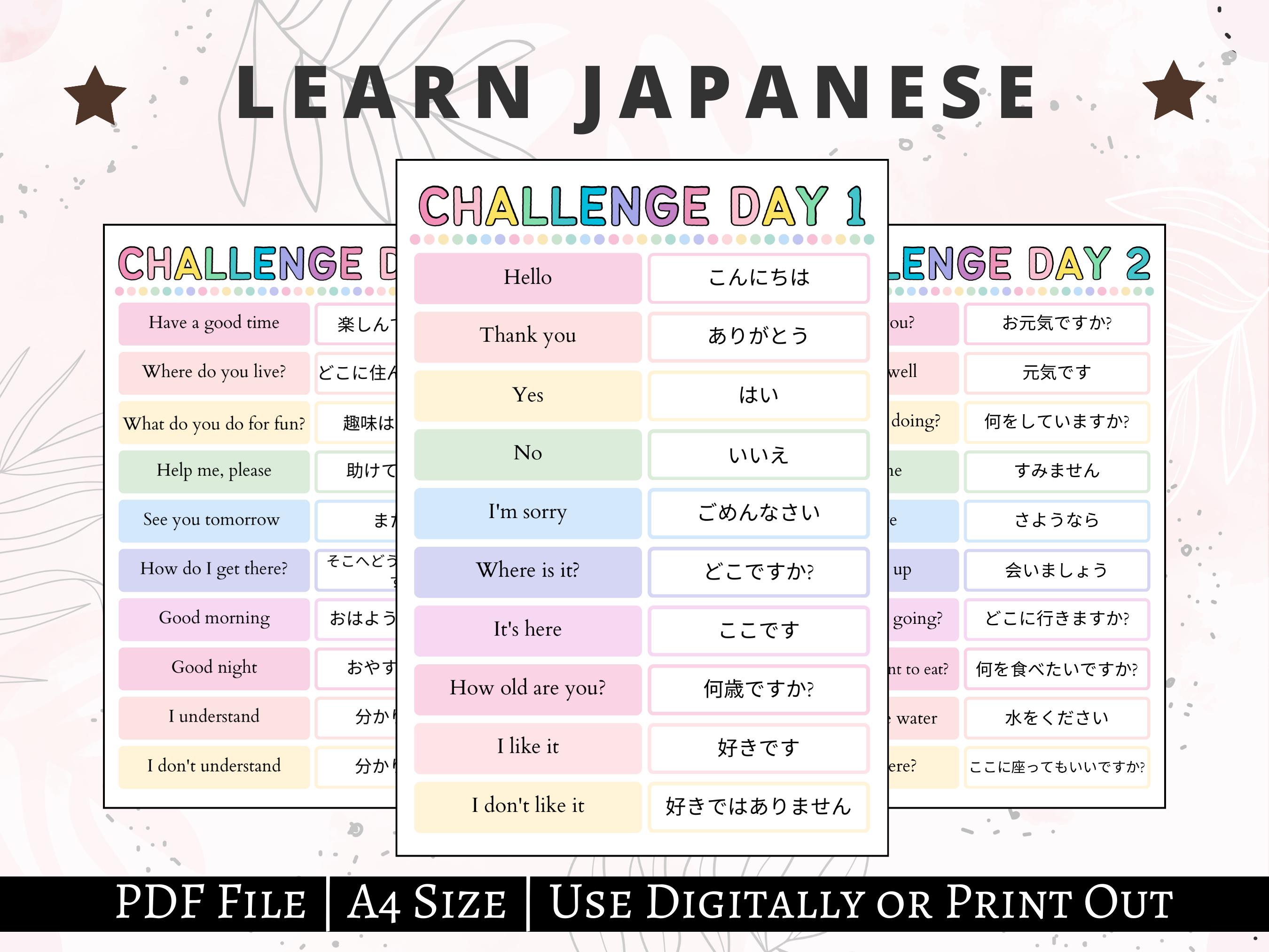 Japanese Worksheets Practice BASIC PHRASES & Expressions, Beginner ...