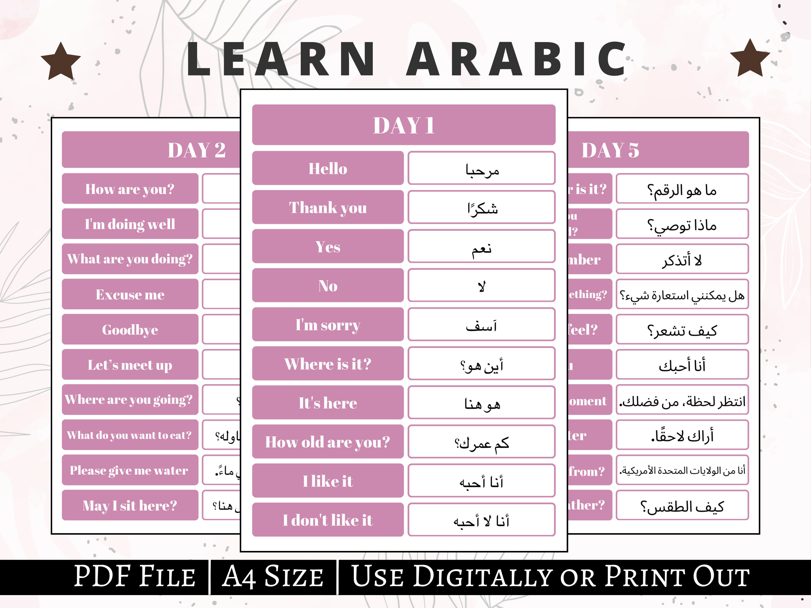 Arabic Language Arabic Practice Basic Phrases & Expressions, Arabic ...