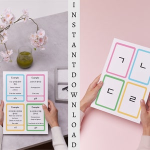 Korean Flashcards Digital Download PDF Korean Alphabet Korean Practice ...