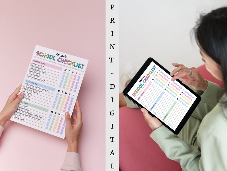 Canva Editable Schoolday Checklist for Kids | Printable | Chore Chart ...