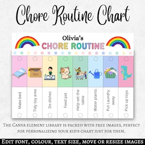 Kids Flip Routine Chart Editable Printable, Morning Evening Bedtime ...