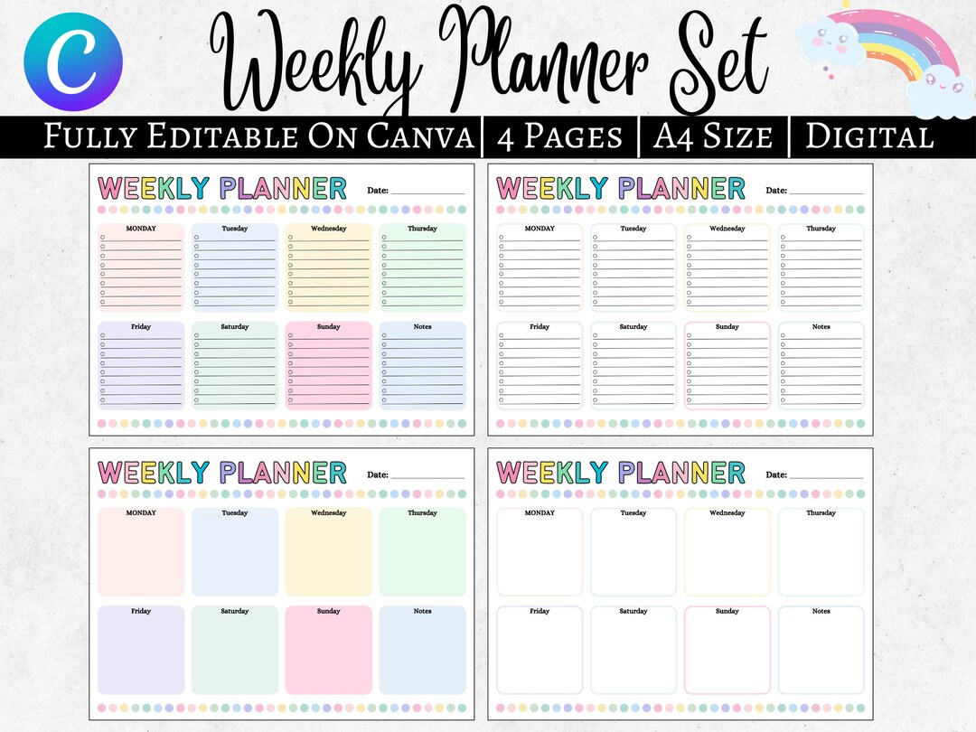 Editable Weekly Planner | Printable, Digital | Weekly Planner PDF ...