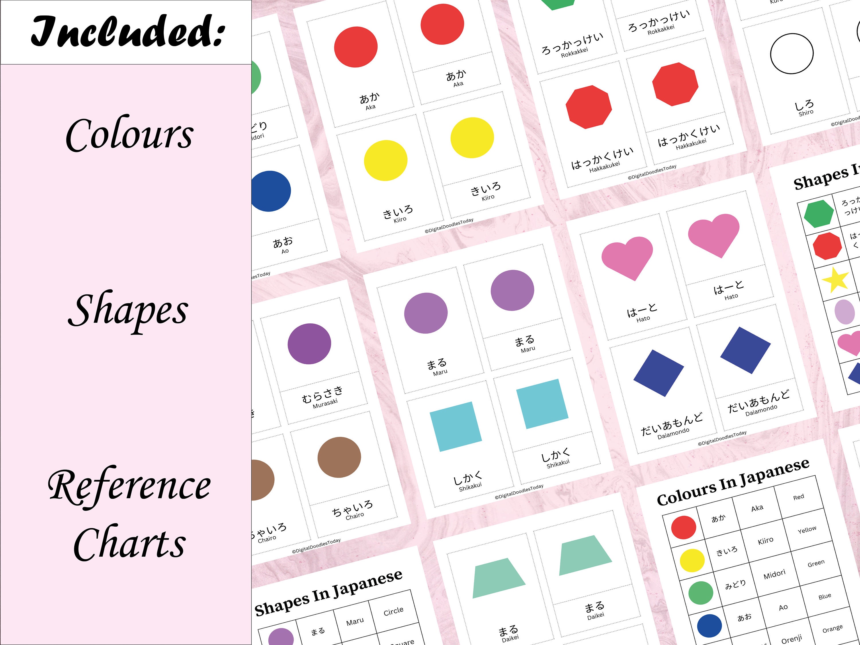 Japanese Language Learning Colours and Shapes Flashcards - Etsy