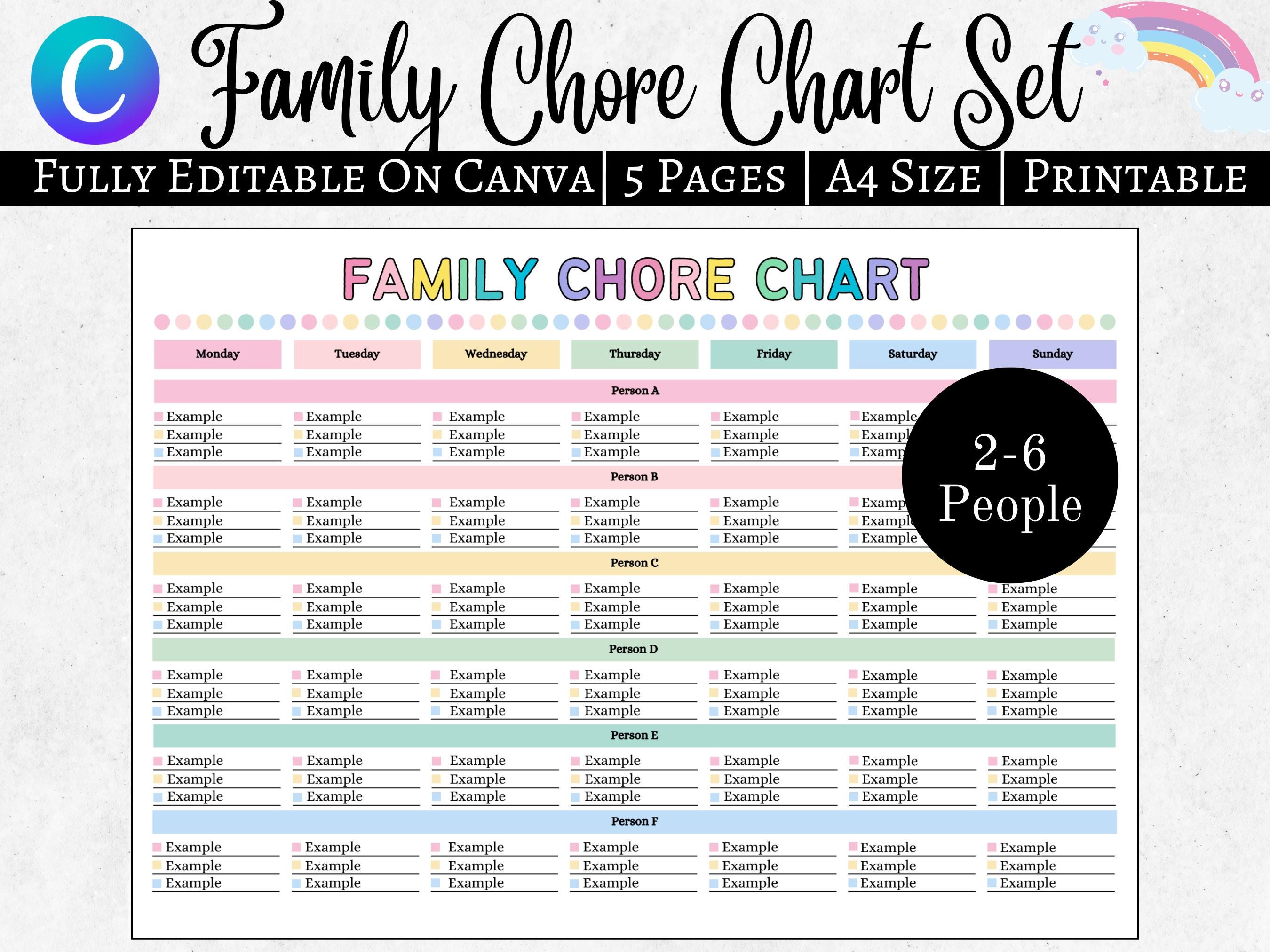 Family Chore Chart Editable and Printable Pdf, Family Chore List ...