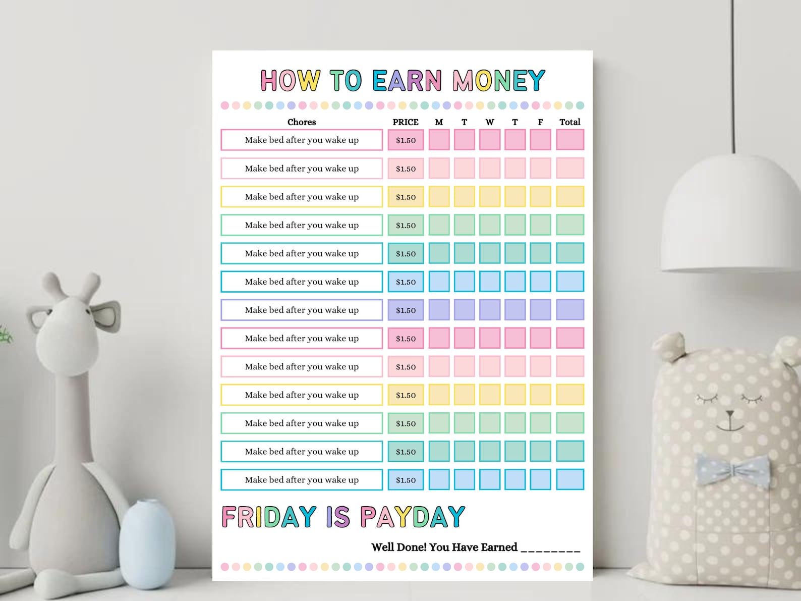 How to Earn Money Chore Chart Editable Allowance Chore Chart for Kids ...