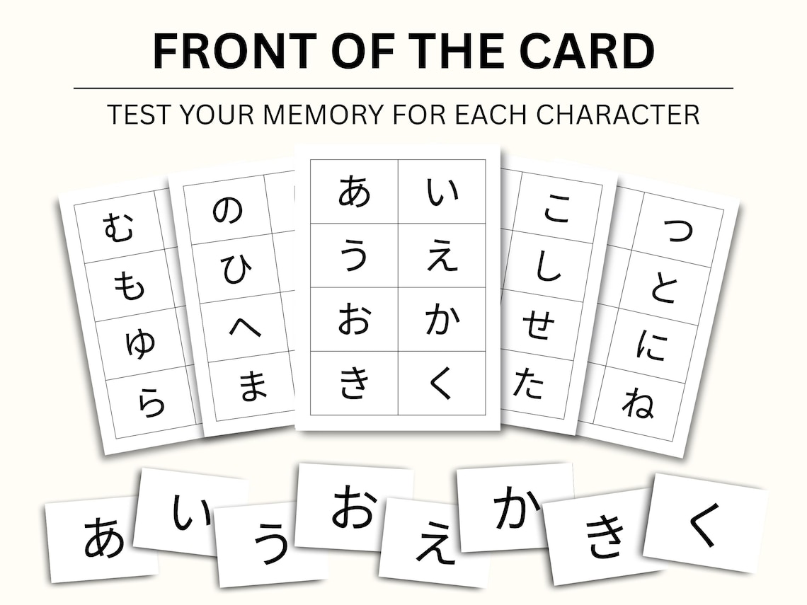 Japanese Hiragana Flashcards, Hiragana Printable Flashcards, Japanese ...
