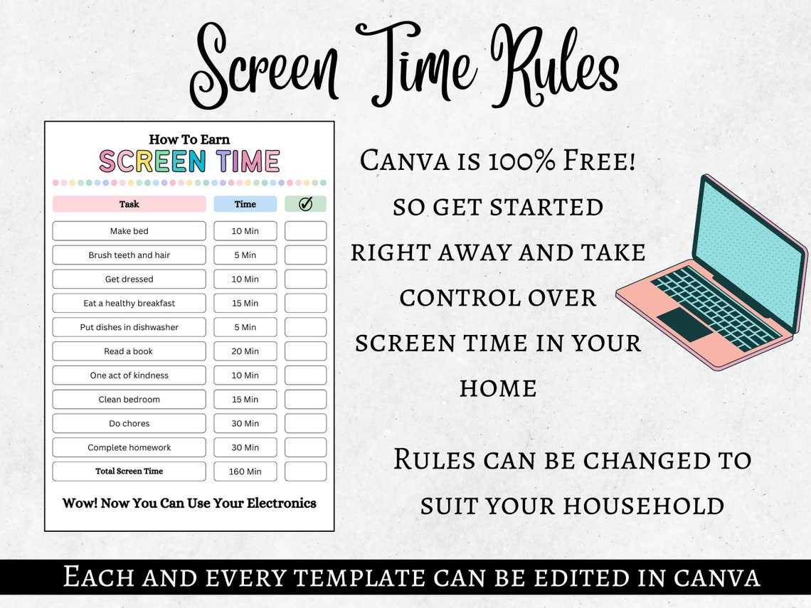 Printable Editable Screen Time Rules for Kids Screentime Rules Screen ...