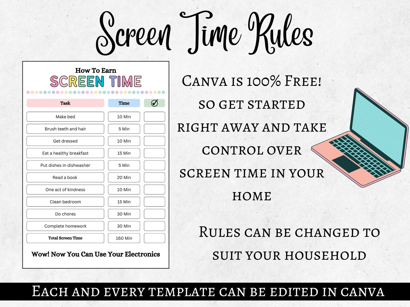 Printable Editable Screen Time Rules for Kids Screentime Rules Screen ...