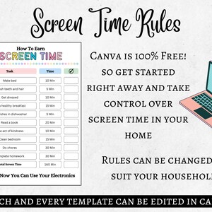 Printable Editable Screen Time Rules for Kids | Screentime Rules ...