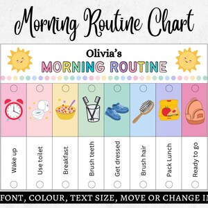 Kids Flip Routine Chart Editable Printable, Morning Evening Bedtime ...