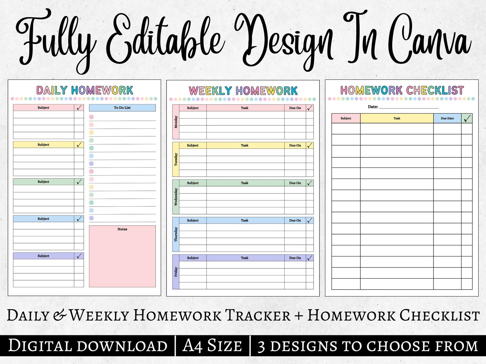 Editable Homework Planner | Printable Digital | Student Planner ...