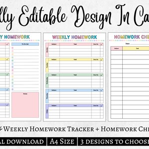 Editable Homework Planner | Printable Digital | Student Planner ...