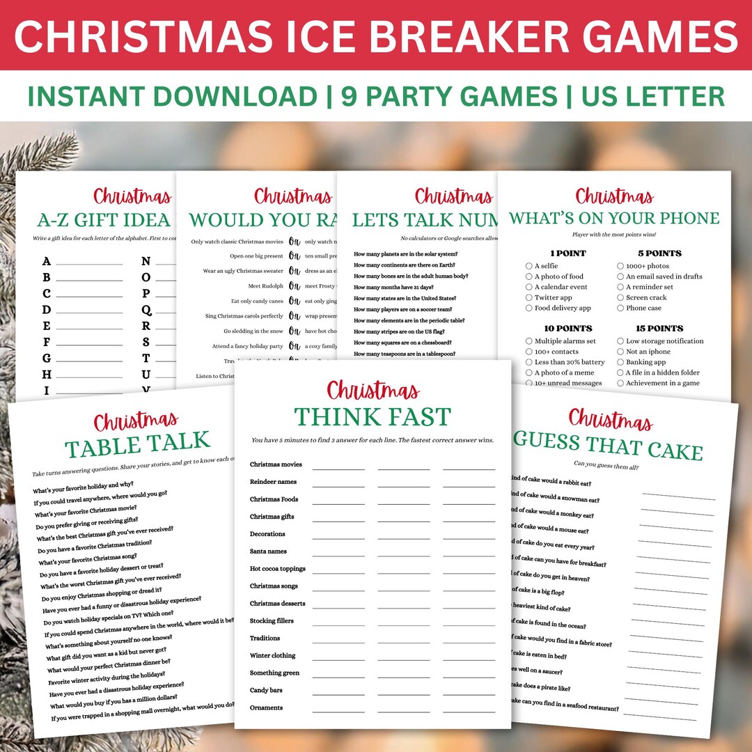 Christmas Icebreakers, Christmas Games for Adults, Holiday Party Games ...