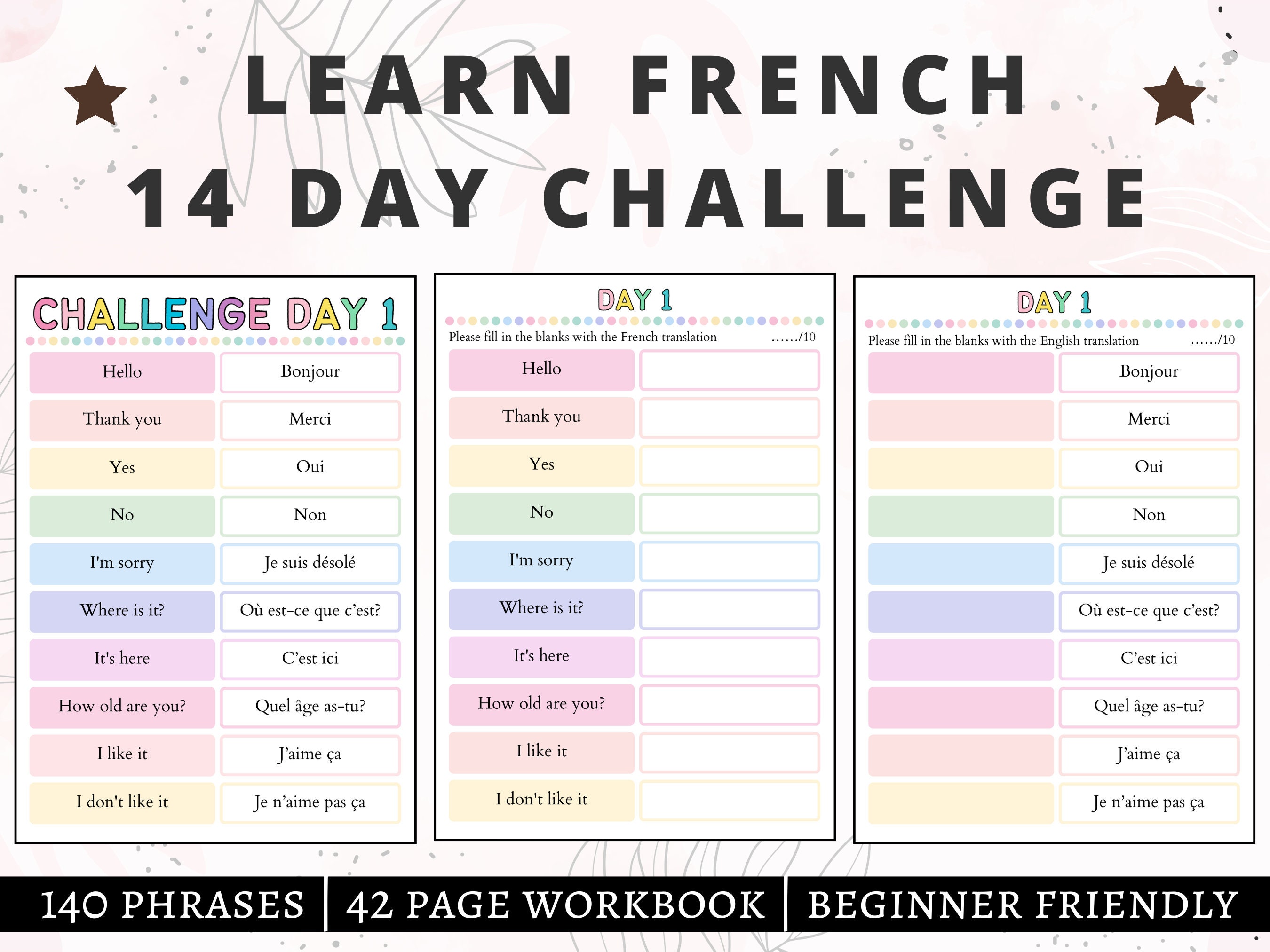 French Language French Practice Basic Phrases & Expressions, French ...