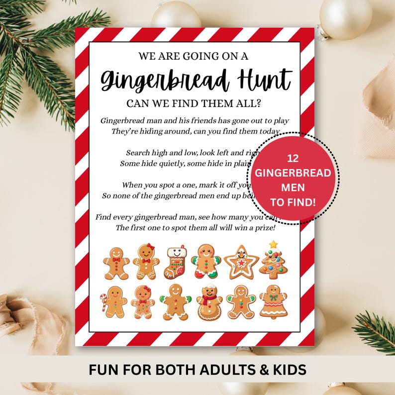 Christmas Scavenger Hunt Printable for Kids, Gingerbread Scavenger Hunt ...