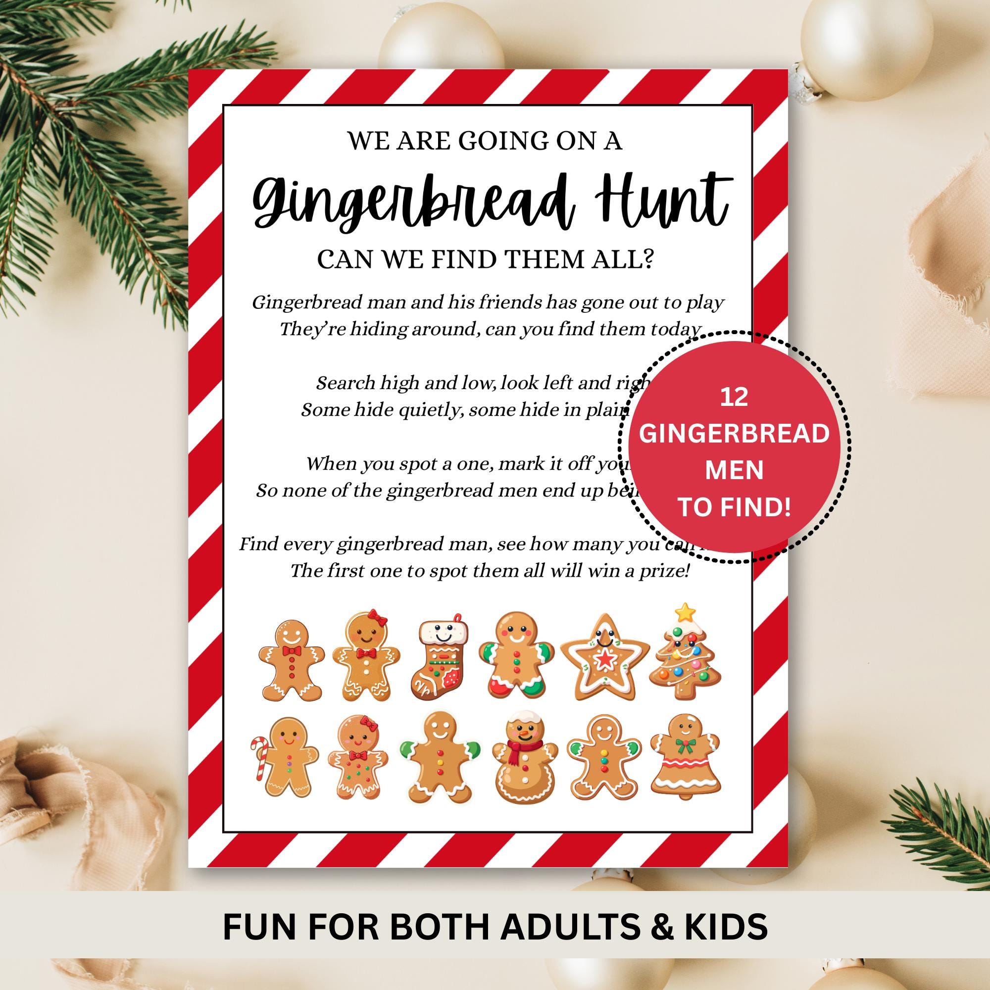 Christmas Scavenger Hunt Printable for Kids, Gingerbread Scavenger Hunt ...