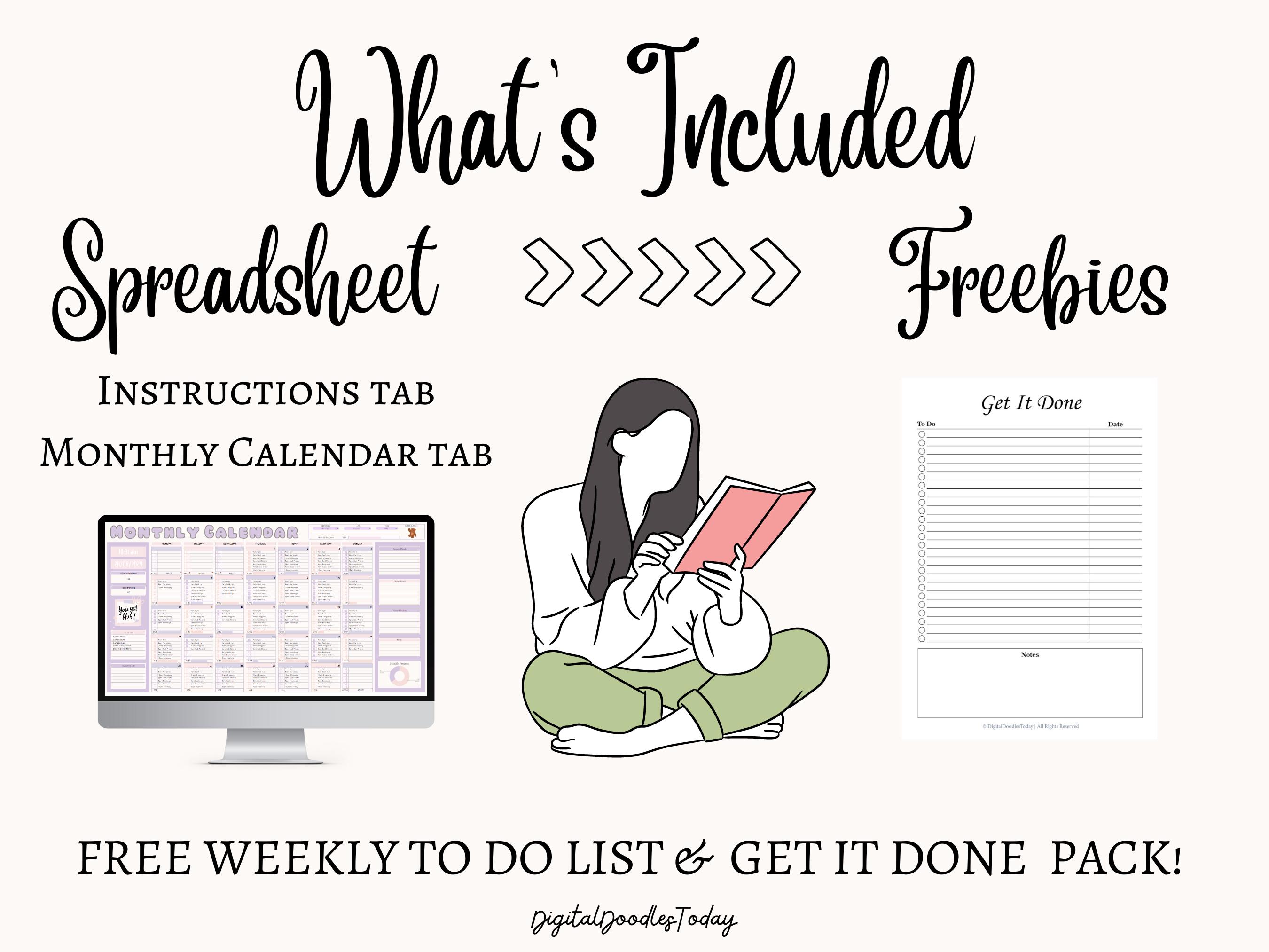 Digital Smart Calendar for Google Sheets, Task Tracker Spreadsheet ...