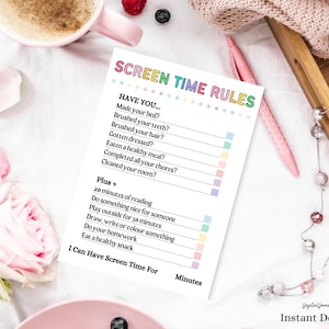 Editable Screen Time Checklist, Screen Time Rules,screen Time Chore ...