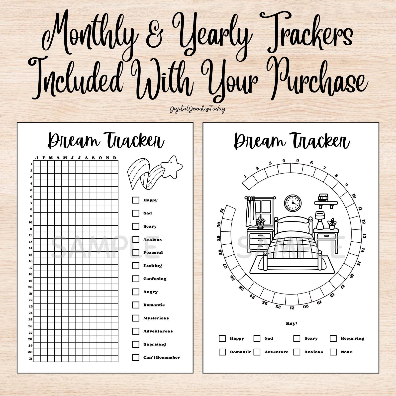 Dream Tracker Page, Sleep Tracker, Dream Tracker Monthly Page, Dream ...