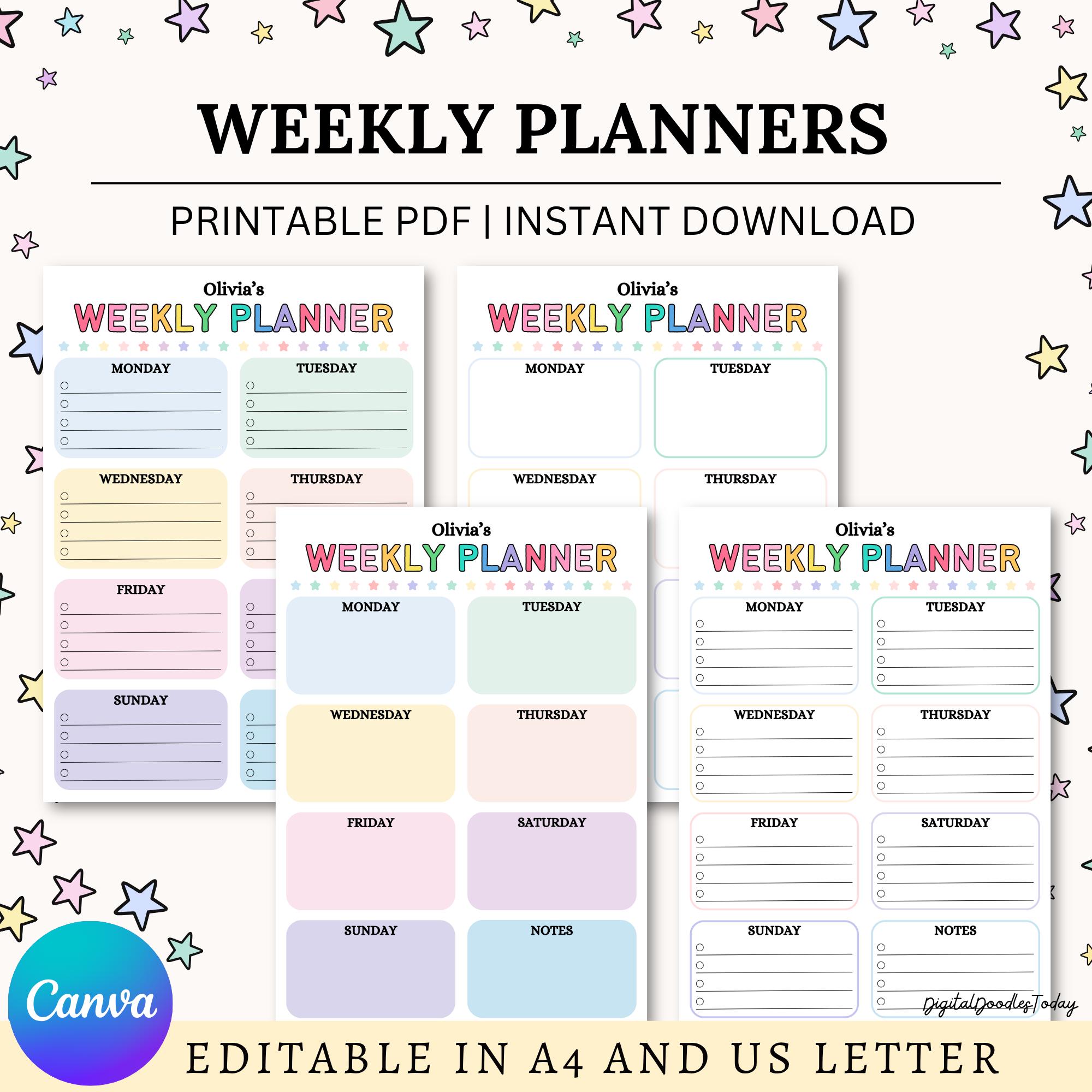 Kids Weekly Planner | Rainbow Daily Planner | Homeschool Planner | Kids ...