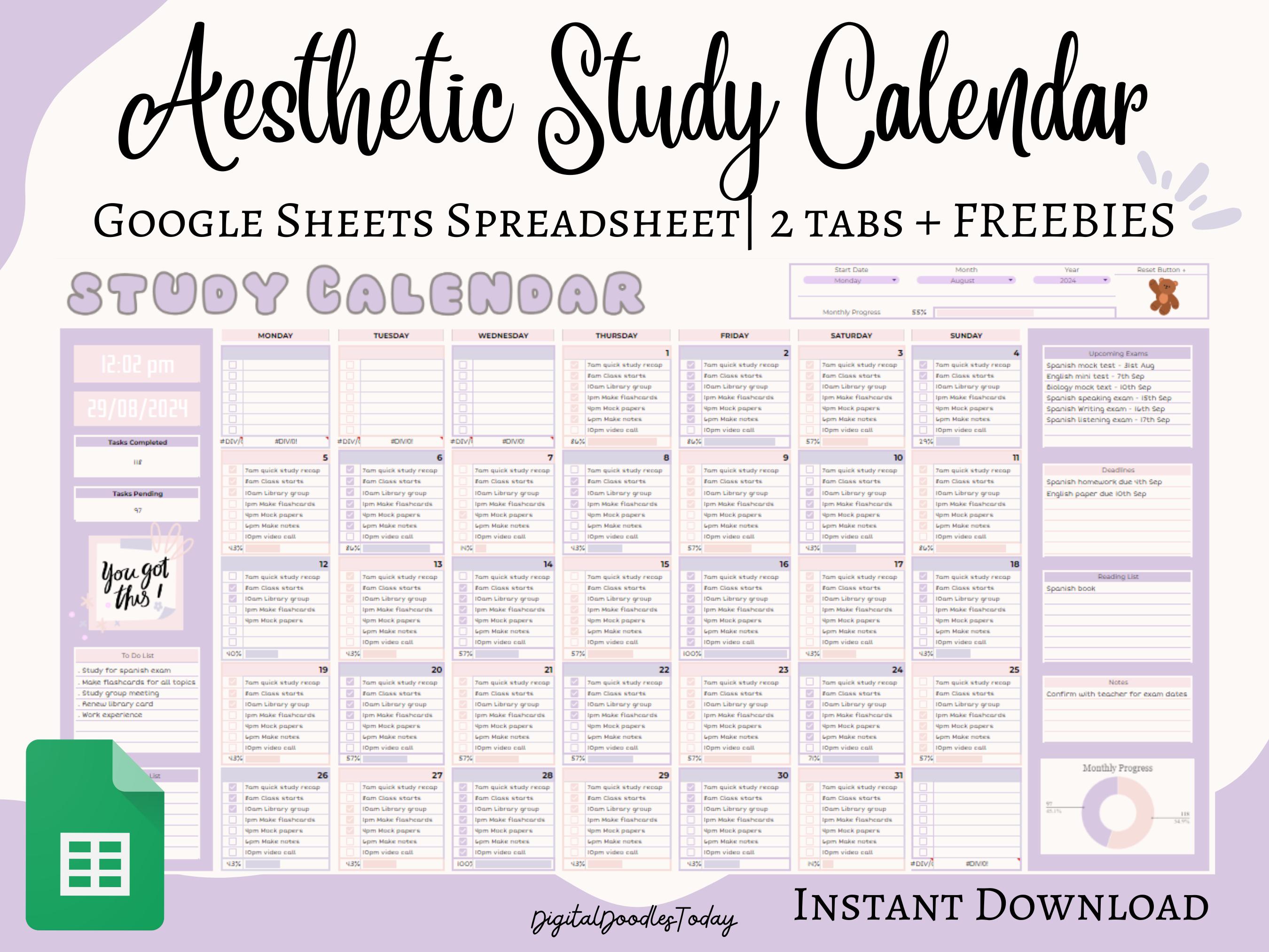 Student Planner W/ Assignment Tracker Academic Planner Google Sheets ...