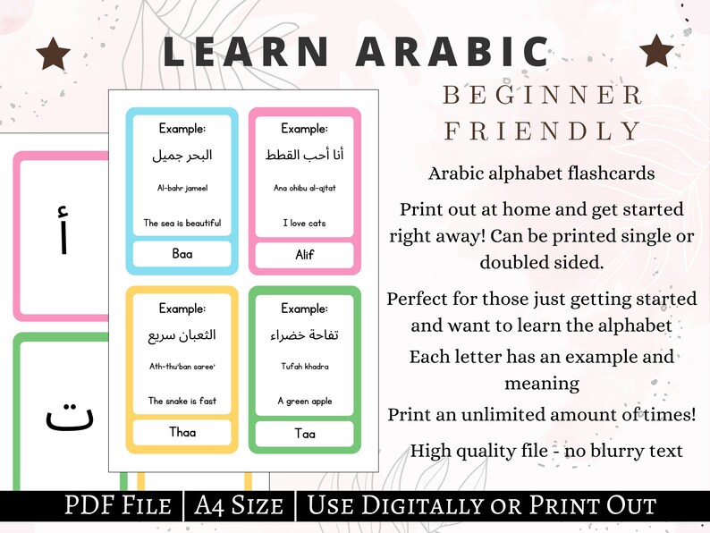 Arabic Flashcards| Arabic Alphabet | Arabic Practice | Arabic Cards ...