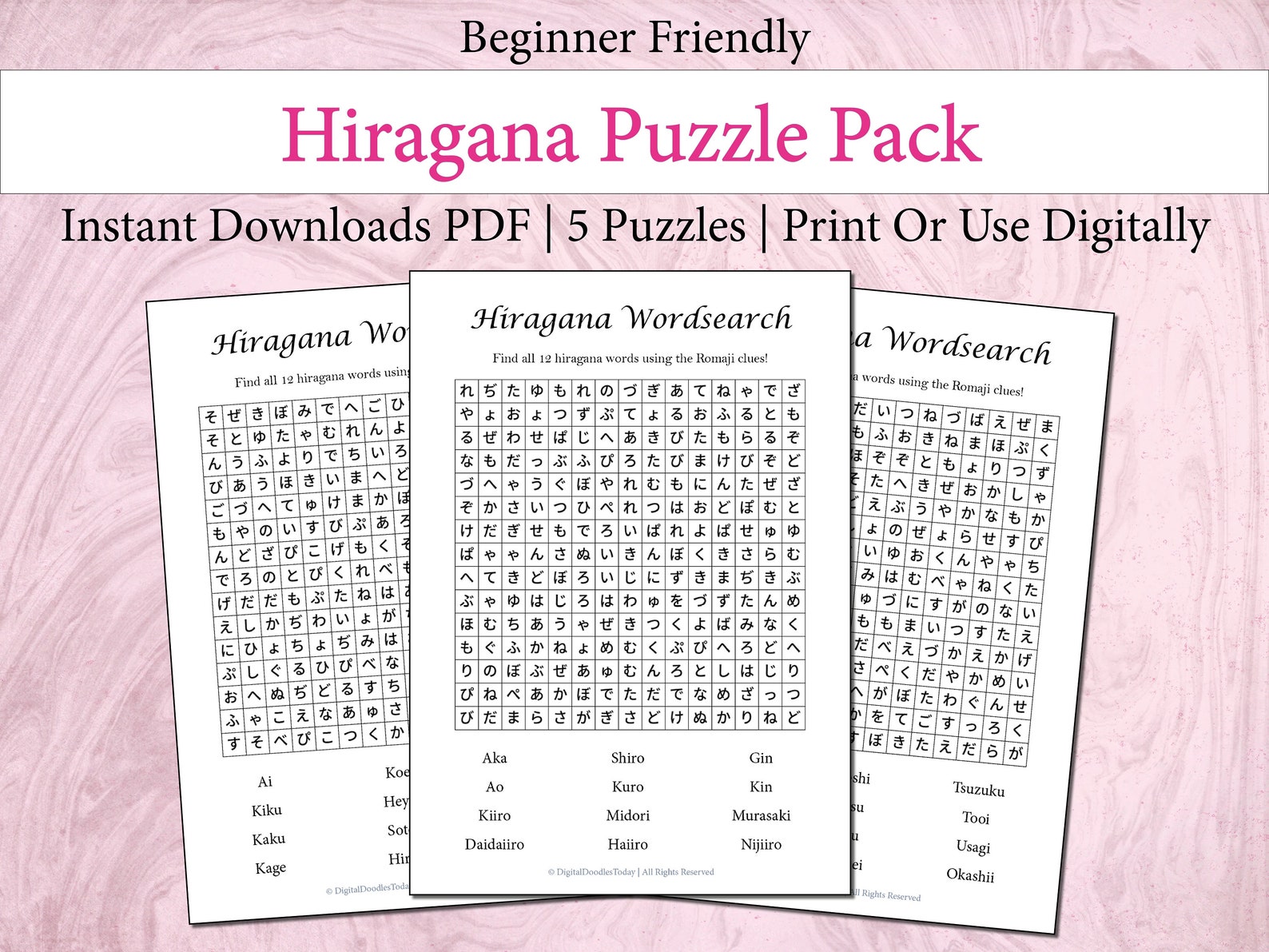 Learn Japanese Hiragana Printable Worksheets, Japanese Hiragana Puzzles ...