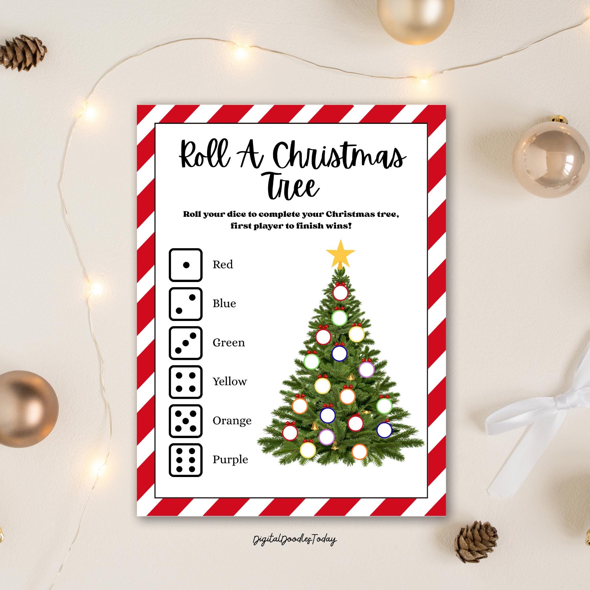 Roll A Tree Christmas Game Printable Christmas Party Game for Family ...