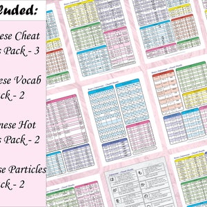 Japanese Value Pack Cheat Sheets With Grammar Particles, Study, Digital ...