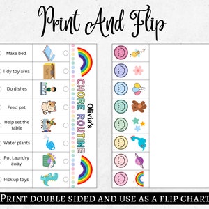 Kids Flip Routine Chart Editable Printable, Morning Evening Bedtime ...