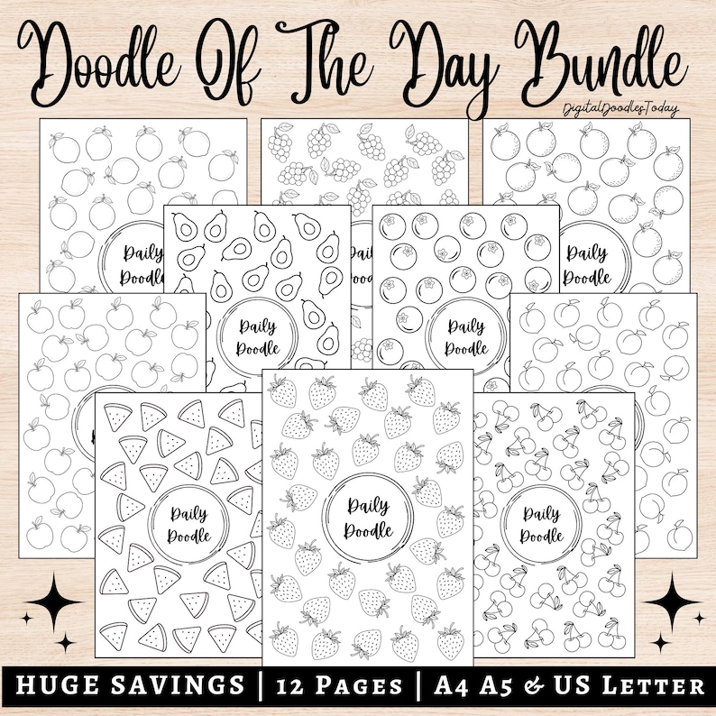 Doodle of the Day Bundle, Printable Bullet Journal Pages, 2026 Bullet ...