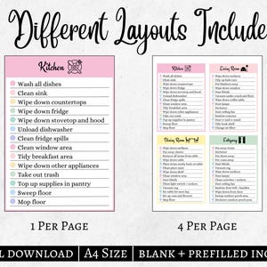 Editable ADHD Cleaning Checklist by Room, Flylady Cleaning Schedule ...