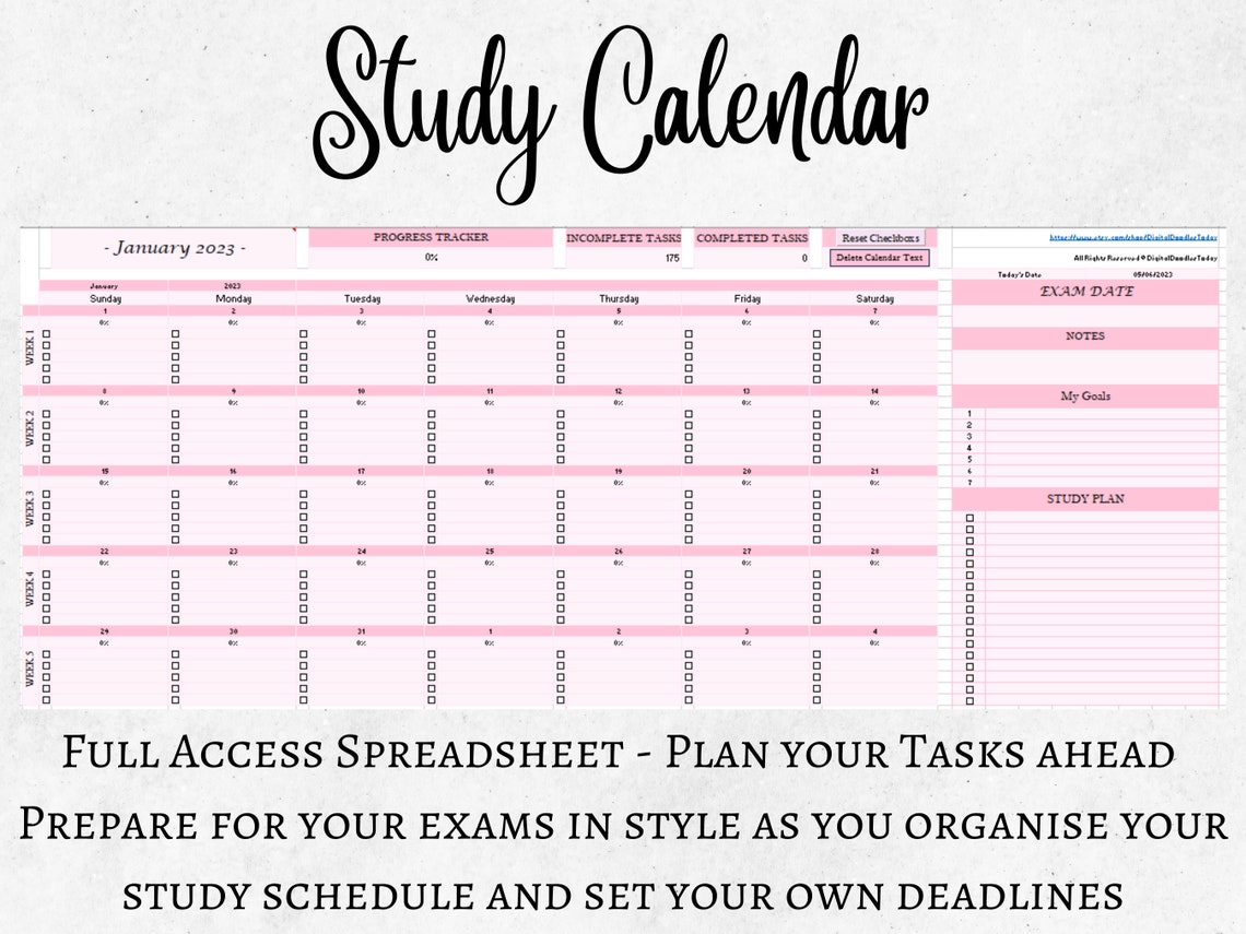 Study Spreadsheet, Student Planner, Digital Task Tracker, Assignment ...