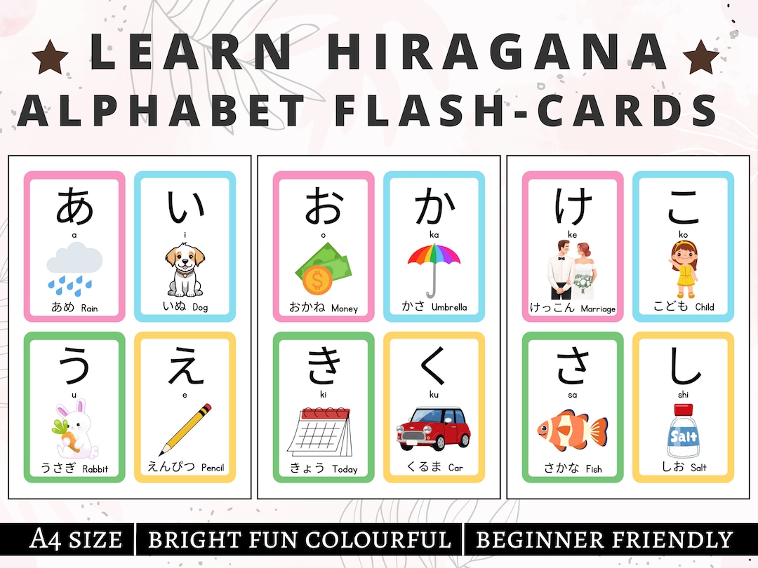 Japanese Hiragana Flashcards, Hiragana Printable Flashcards, Japanese ...