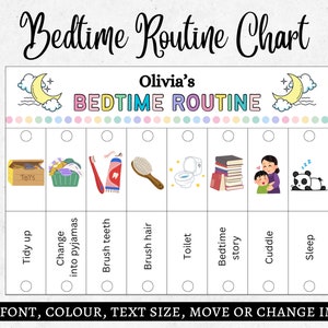 Kids Flip Routine Chart Editable Printable, Morning Evening Bedtime ...