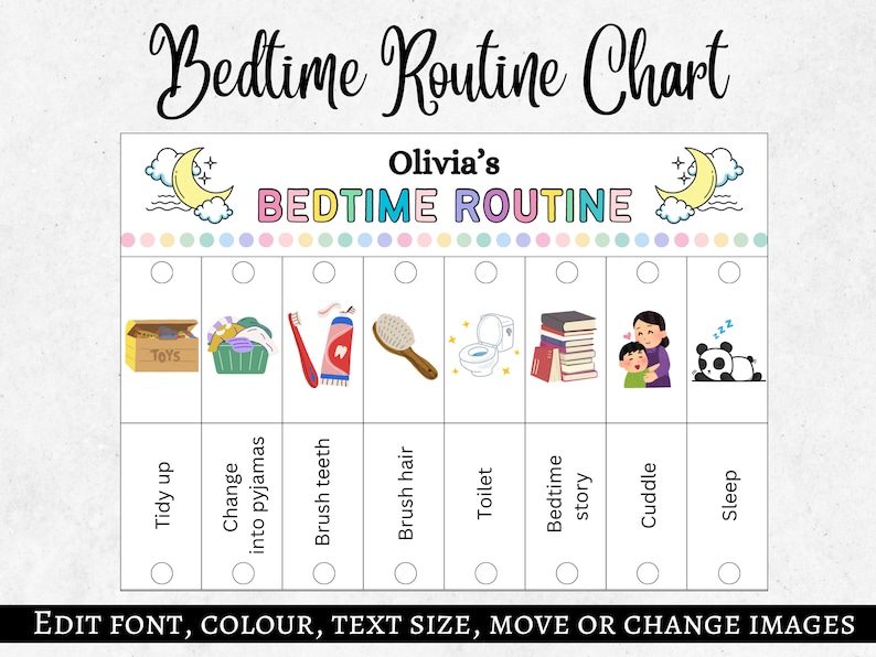 Kids Flip Routine Chart Editable Printable, Morning Evening Bedtime ... Kids Flip Routine Chart Editable Printable, Morning Evening Bedtime ...