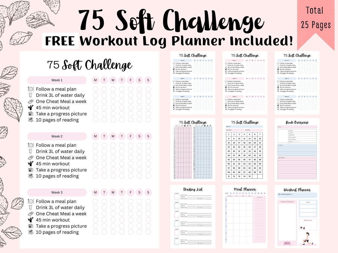 Printable 75 SOFT Challenge, 75 Soft Printable, 75soft, Easier 75, 75 ...