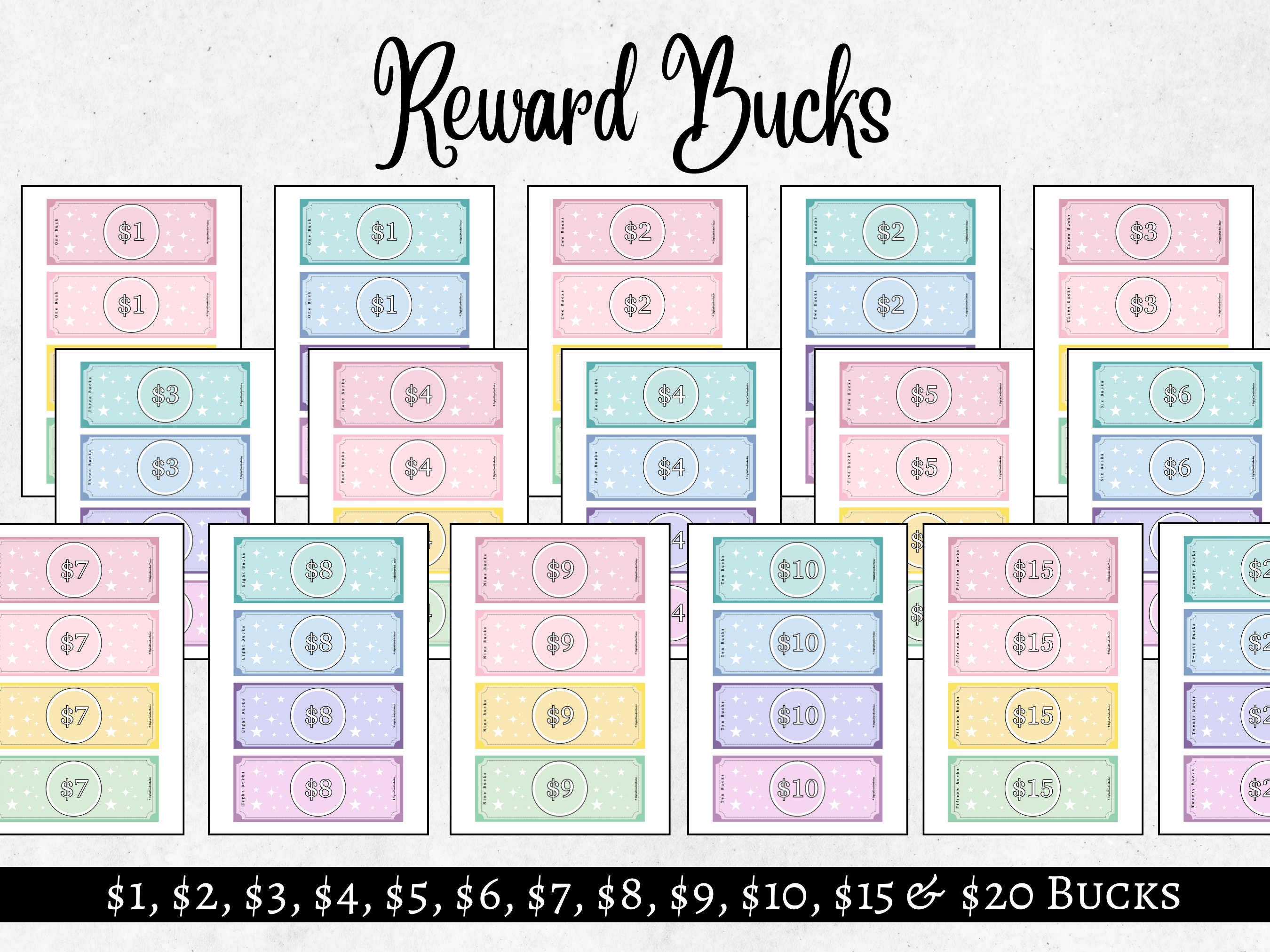 Editable Kids Reward Bucks and Chart,reward Coupons for Kids,mom Bucks ...