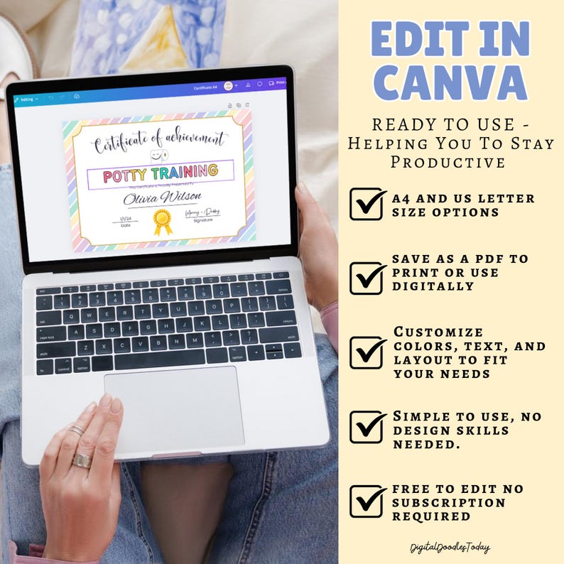 Editable Potty Training Certificate, Potty Training Tracker Toddlers ...