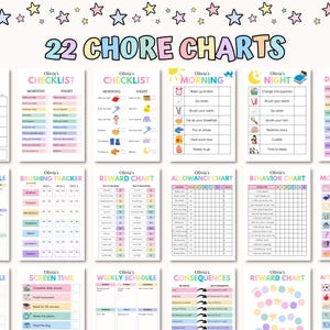 Editable Kids Chore Chart Bundle, School, Reward, Allowance, Daily ...