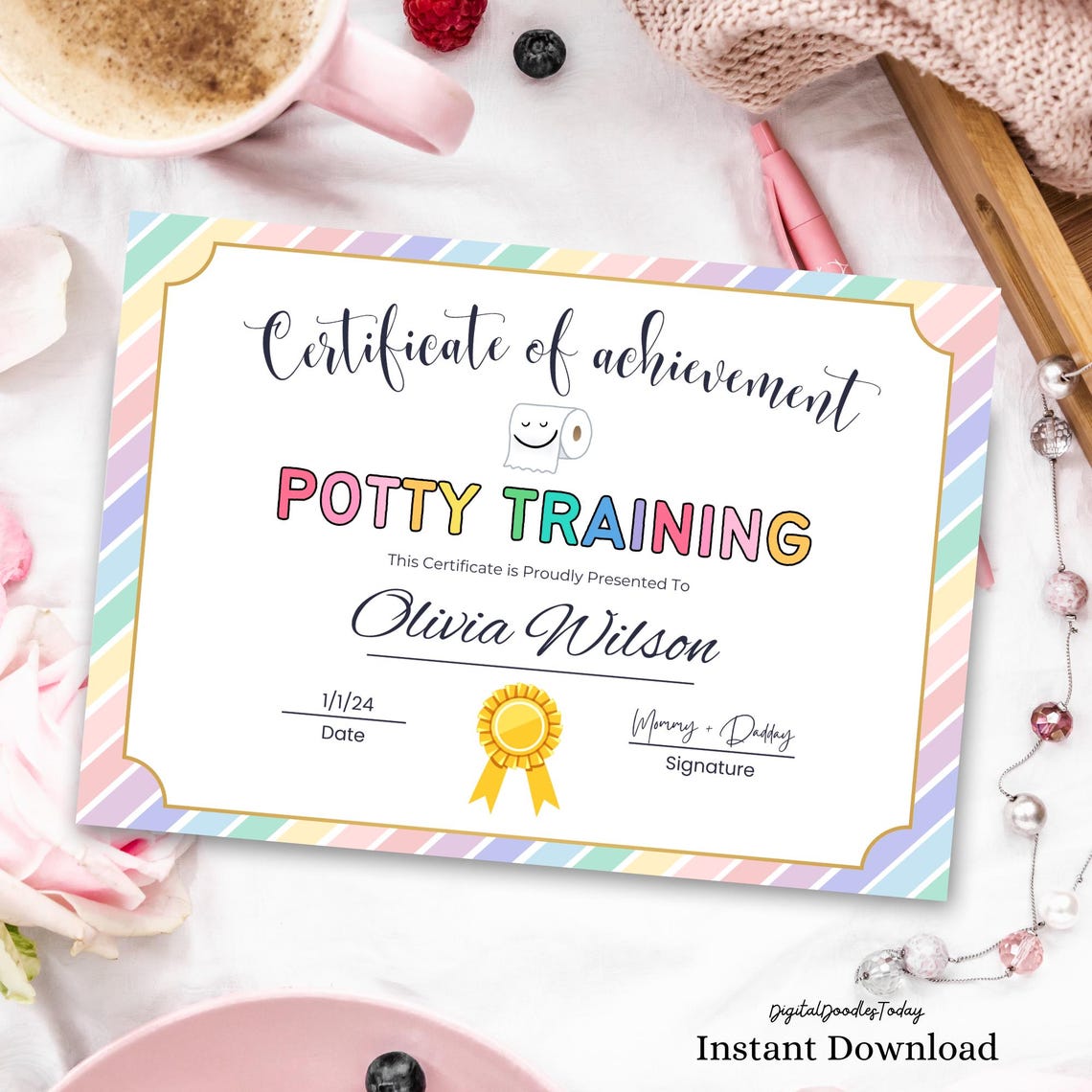Editable Potty Training Certificate, Potty Training Tracker, Toddlers ...