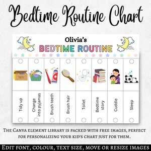 Kids Flip Routine Chart Editable Printable, Morning Evening Bedtime ...
