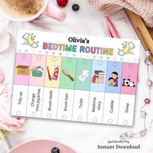 Kids Flip Routine Chart Editable Printable, Morning Evening Bedtime ...