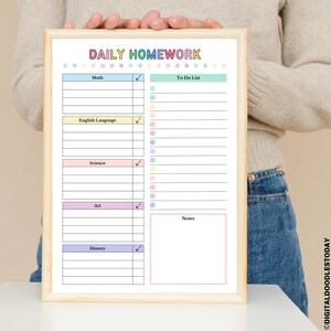 Editable Homework Planner Checklist | Printable Kids Homework Trackers ...